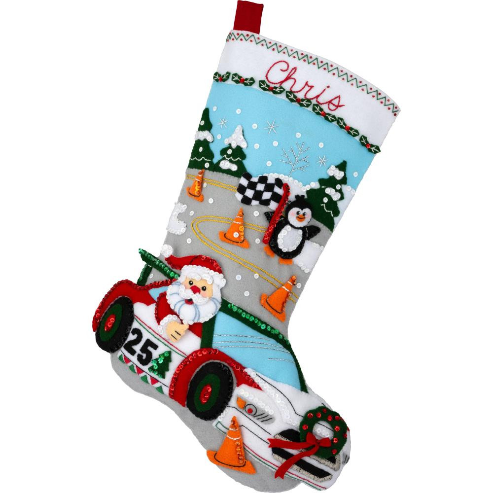 Holiday Speedway Bucilla Felt Christmas Stocking Kit