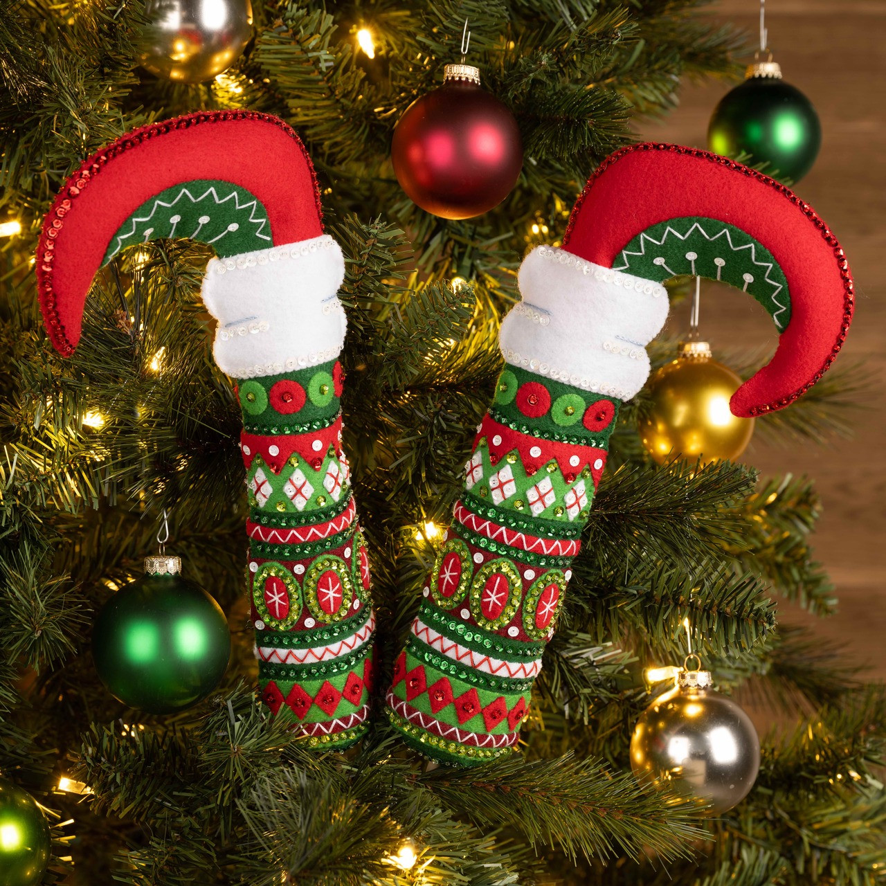 Elf Legs Tree Poke Felt Kit from Bucilla