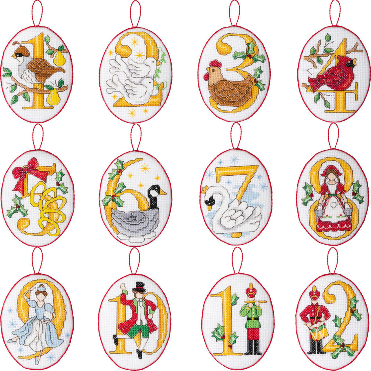 Twelve Days of Christmas CROSS STITCH ornament kit from Bucilla, set of ...