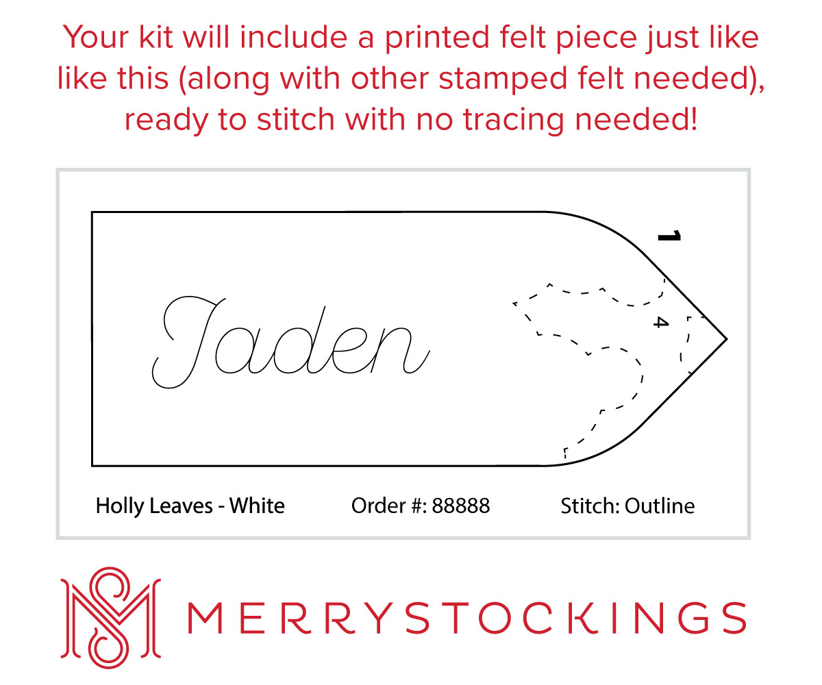 MerryStockings Personalized Name Tag Kit | Holly Leaves – Satin or ...