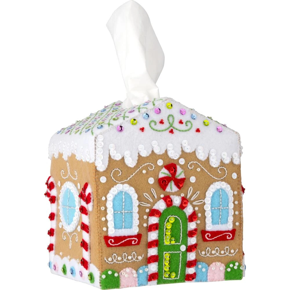 Bucilla Gingerbread Cottage Tissue Box Cover Kit – MerryStockings Exclusive