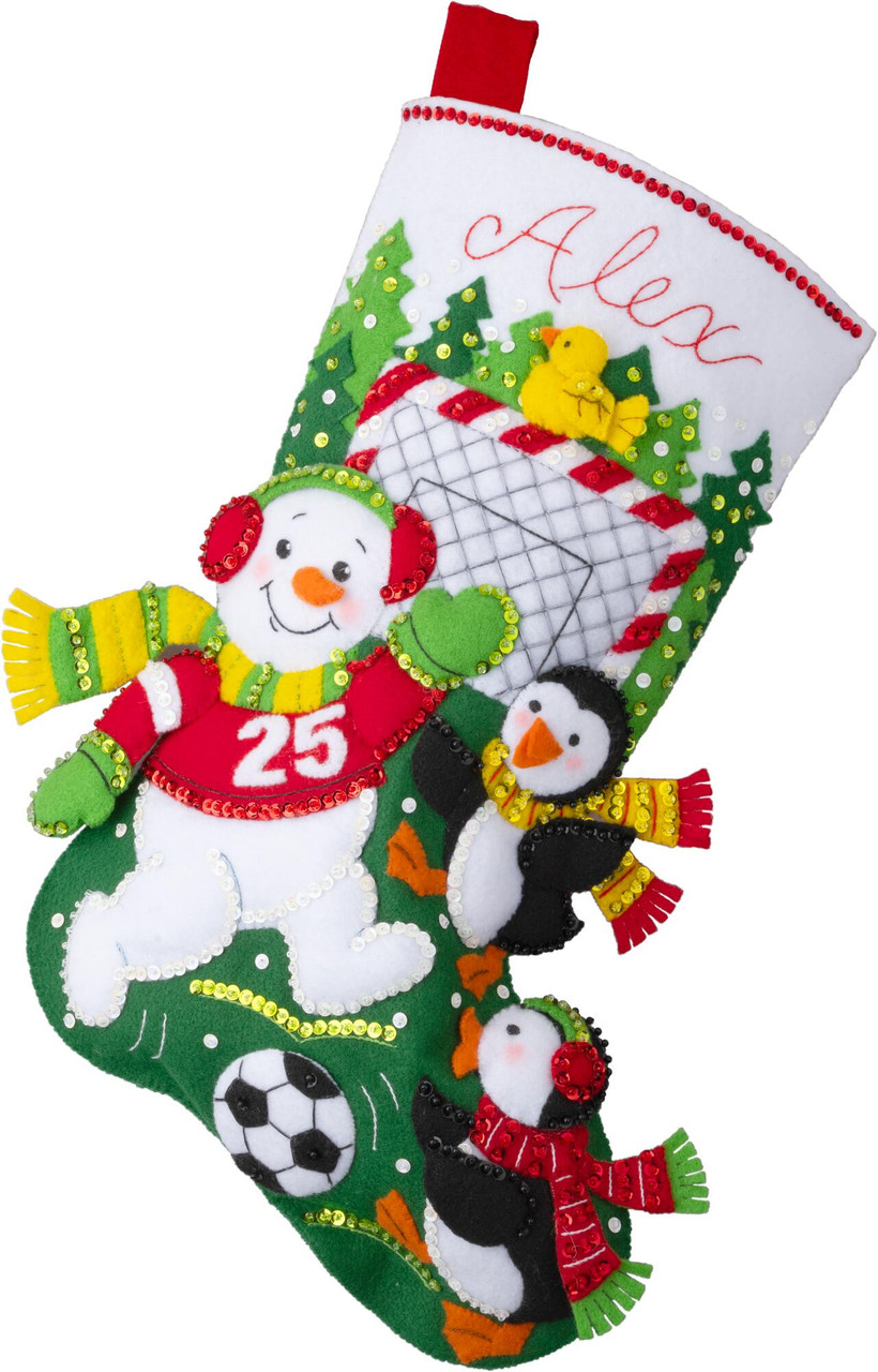 Soccer Snow Day Bucilla Felt Christmas Stocking Kit available at ...