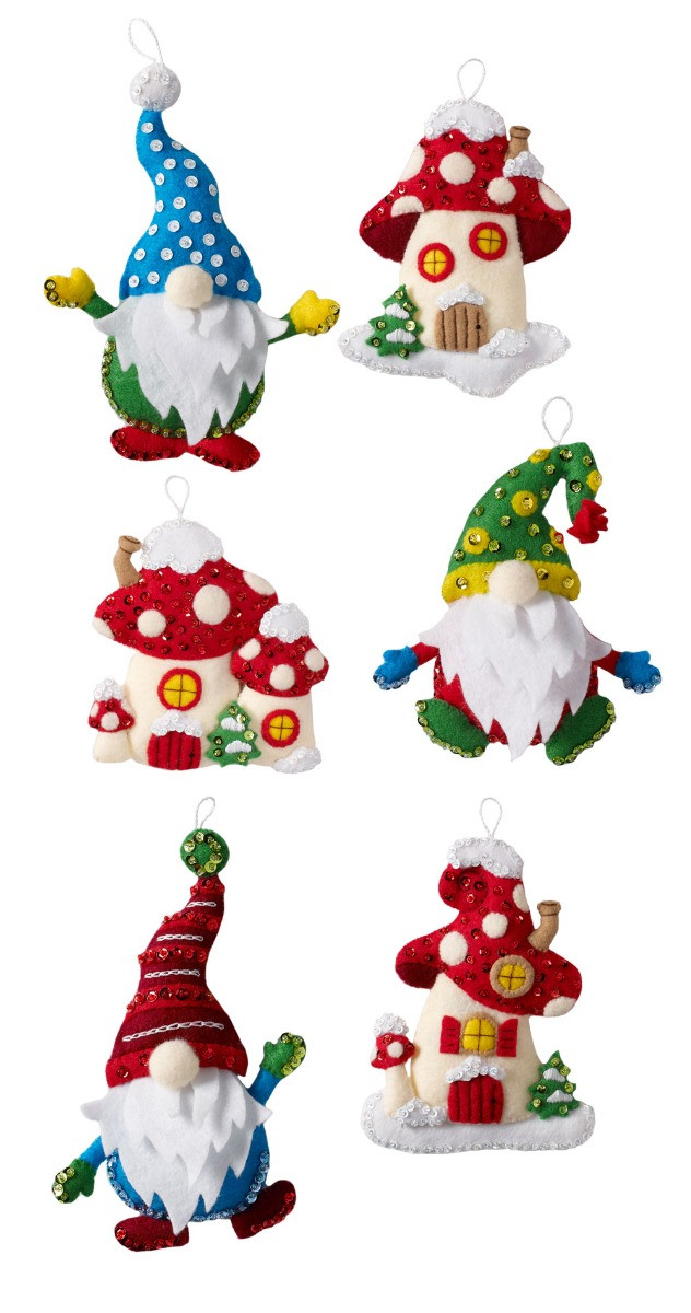 Gnomes Christmas Ornament kit, set of 6