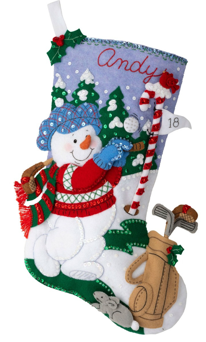 Golfing Snowman Bucilla Felt Stocking Kit