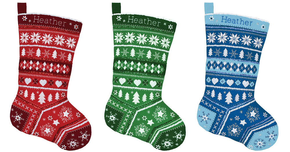 Fair Isle Christmas GREEN Stocking Kit by MerryStockings
