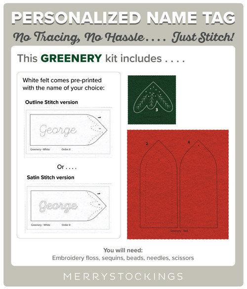 MerryStockings Personalized Name Tag Kit | Greenery – Satin or Outline ...