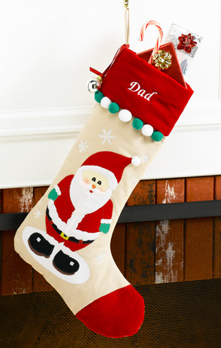 Santa Claus Personalized Christmas Stocking - Red Velvet - Corduroy