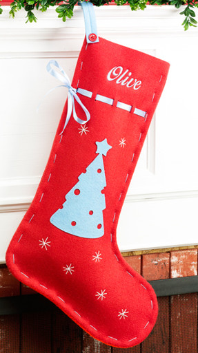 Christmas Tree Red Felt Personalized Stocking