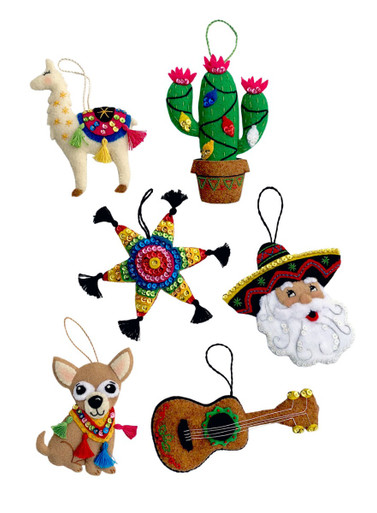 Feliz Navidad Felt Ornament Kit (Set of 6)