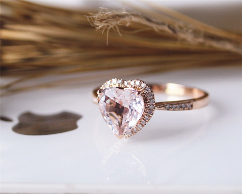 Heart shaped morganite ring rose gold store