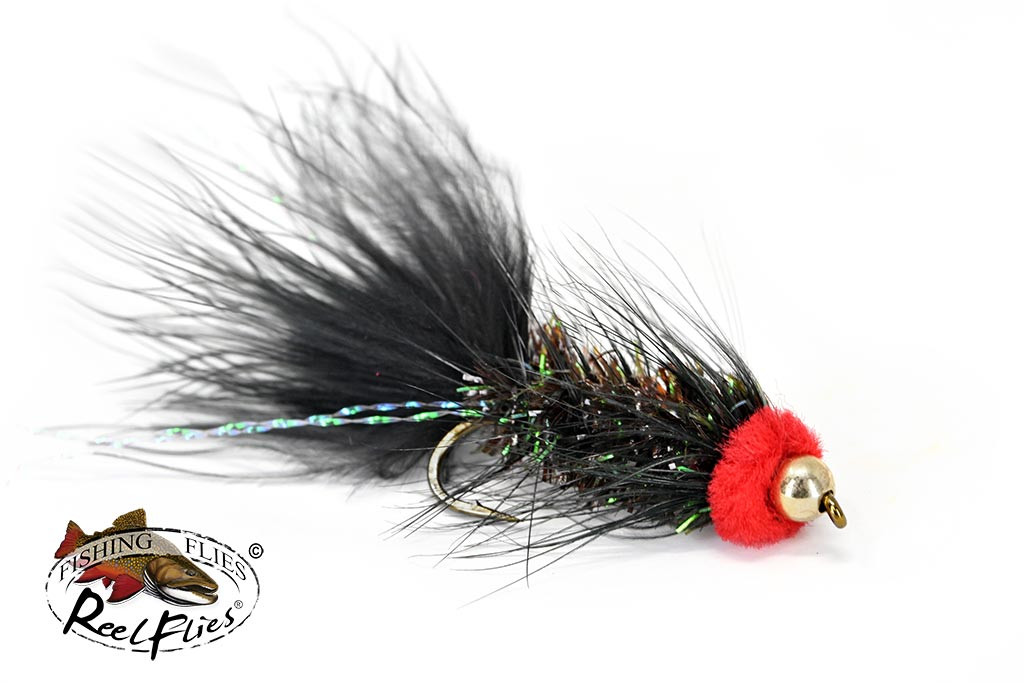 BH Red Collar Krystal Black Leech Bead Head Trout Fly | ReelFlies®