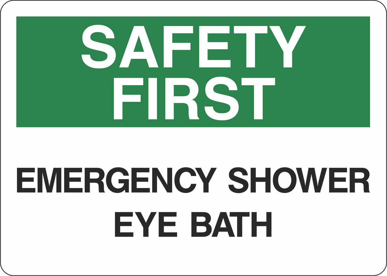 Safety First Sign - Emergency Shower Eye Bath - 5S Supplies LLC