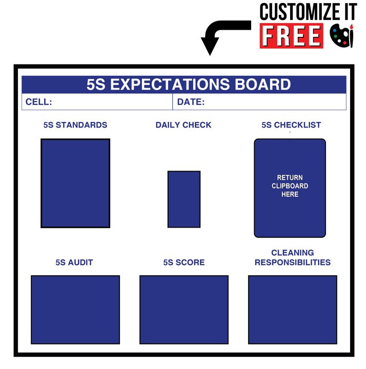 5S Expectations Board (Aluminum) Dry Erase 36" x 36" - 5S Supplies LLC