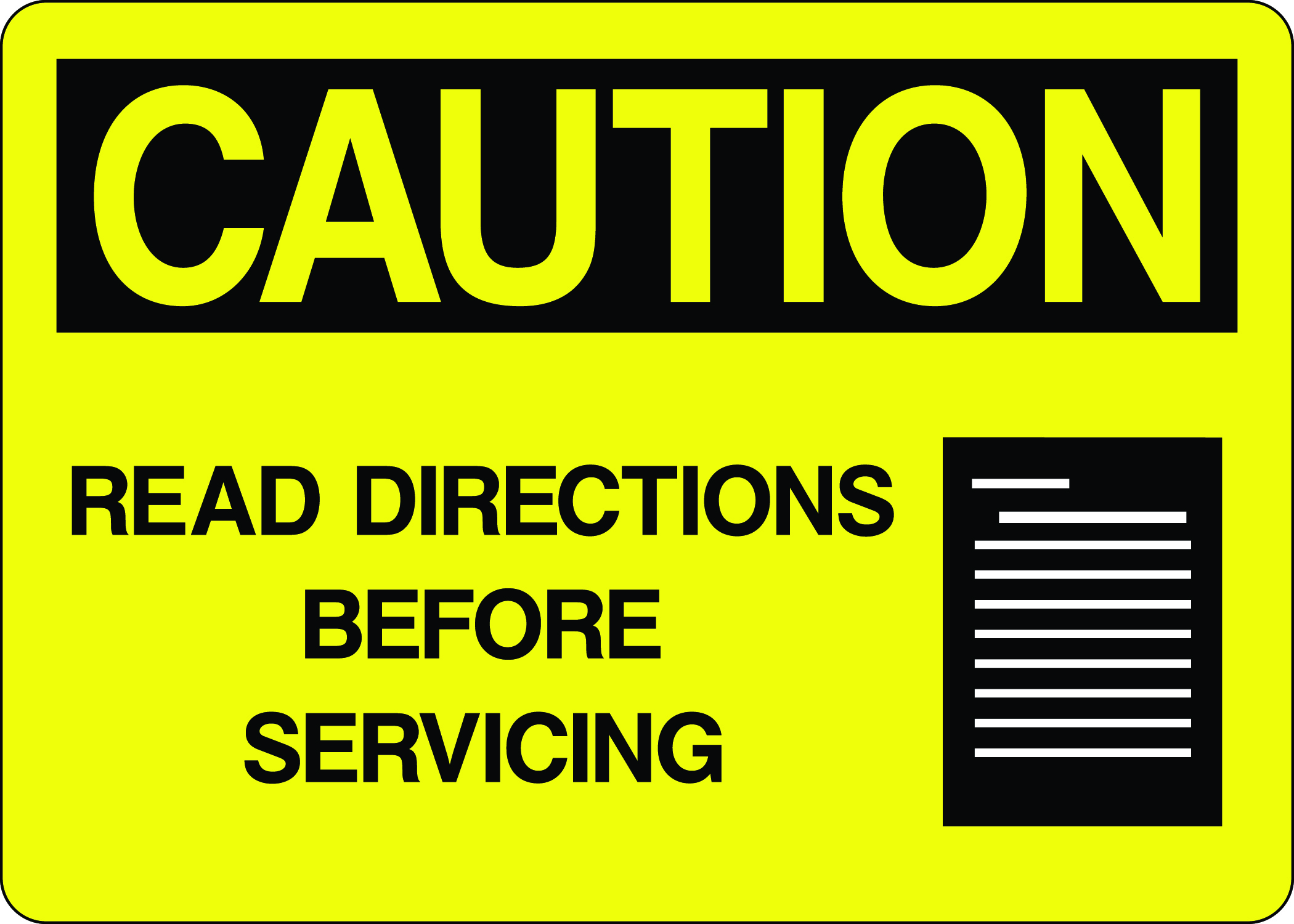 Caution Sign - Read Directions Before Servicing - 5S Supplies LLC