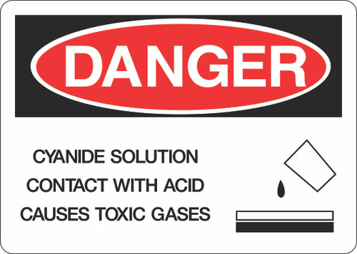 Danger Sign - Cyanide Solution Contact With Acid Causes Toxic Gases ...