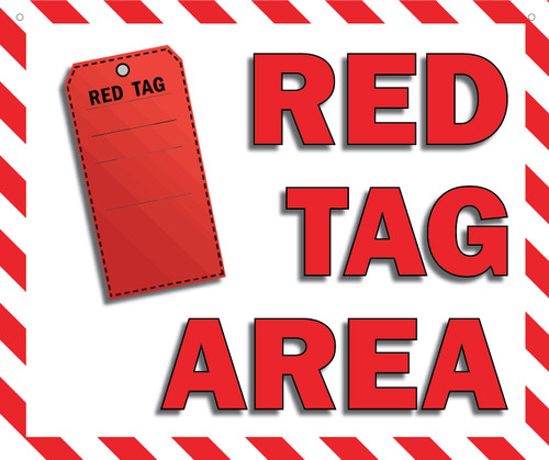 Red Tag Area Sign Hanging Sign V4 - 5S Supplies LLC