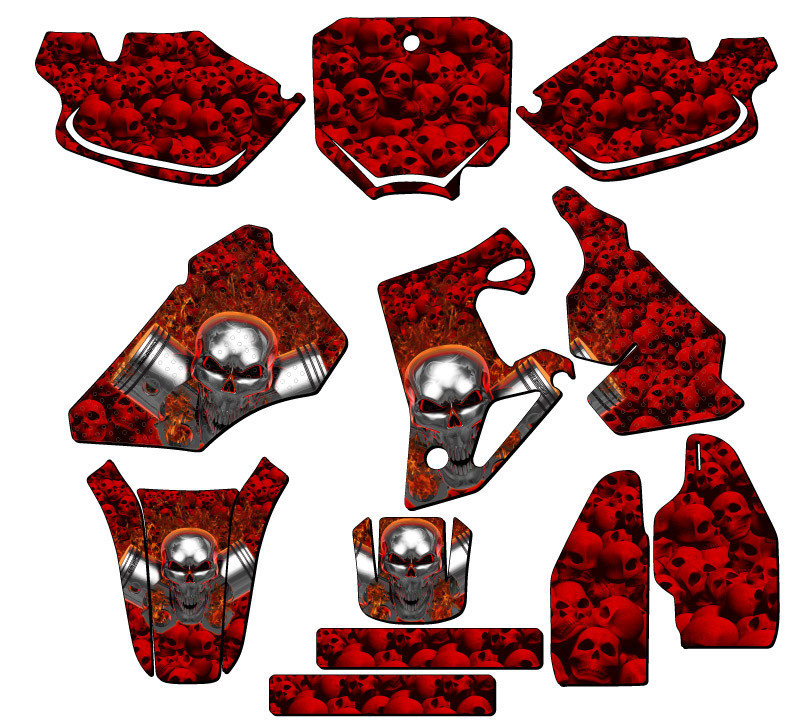 Honda CR 80 Dirt Bike Graphics Kit - FLAMING GEARHEAD | SENGE GRAPHICS INC