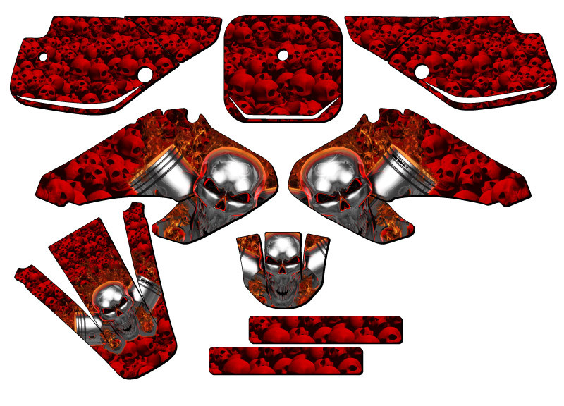 Honda XR 70 Dirt Bike Graphics Kit - FLAMING GEARHEAD | SENGE GRAPHICS INC