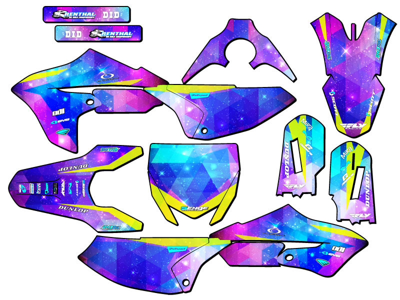 Yamaha YZ 65 Dirt Bike Graphics Kit - SPACE KADET | SENGE GRAPHICS INC