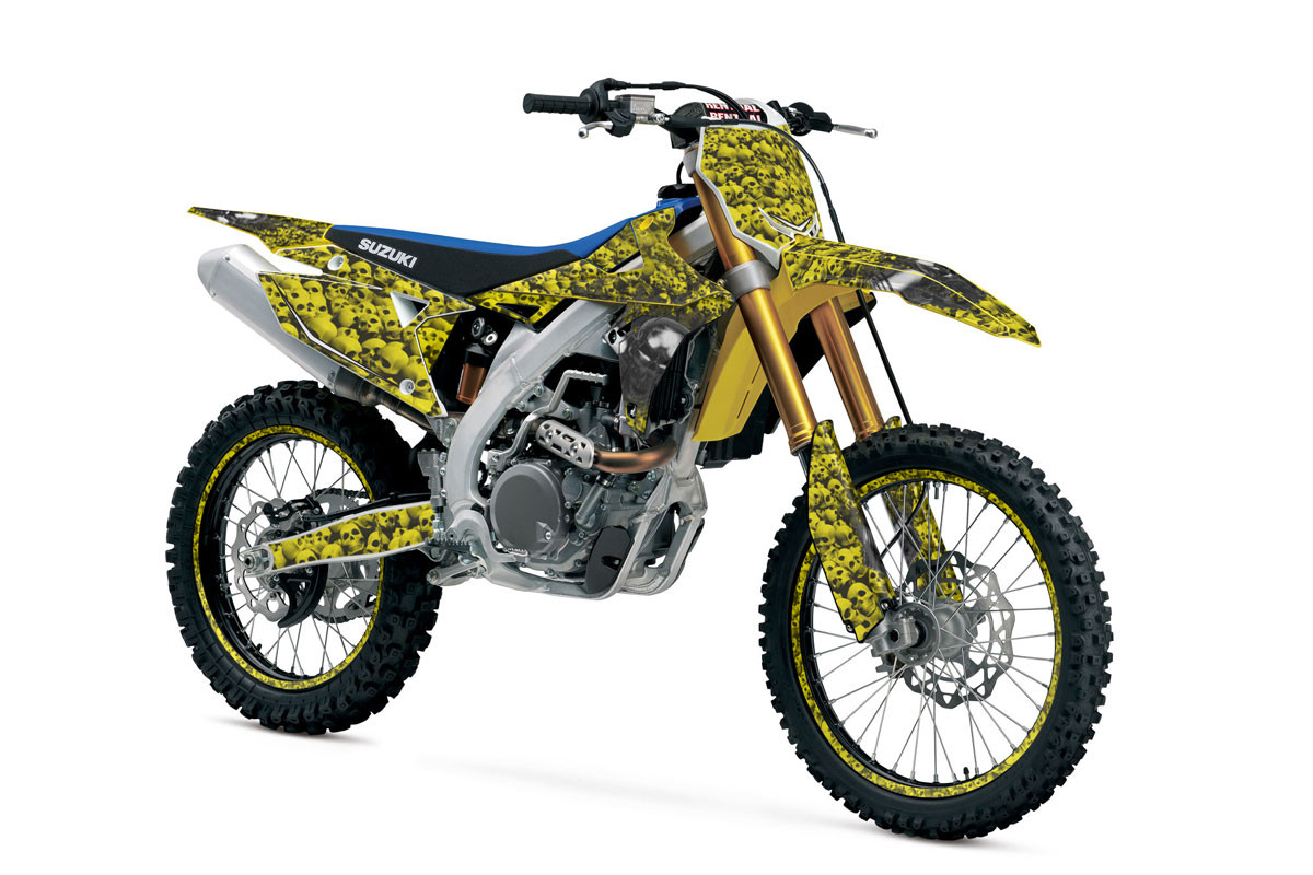 Suzuki RM 250 Dirt Bike Graphics Kit - FLAMING GEARHEAD | SENGE ...