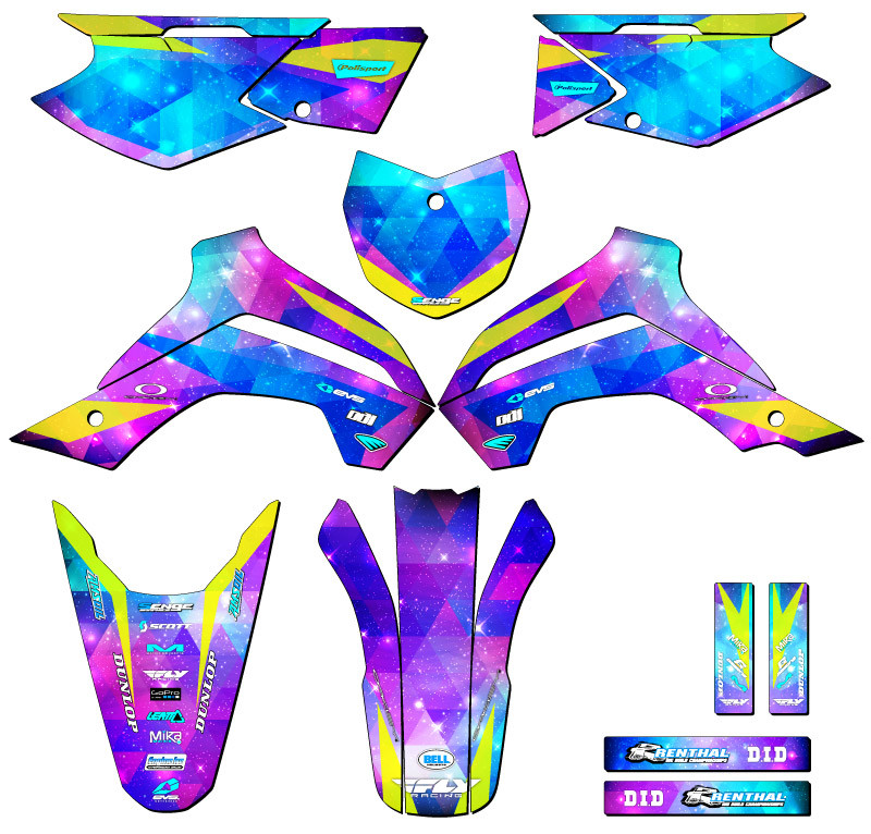 Kawasaki KLX 140RF Dirt Bike Graphics Kit - SPACE KADET | SENGE ...