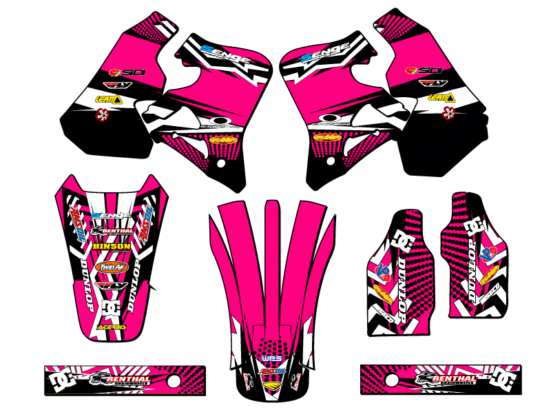 1995-1996 CR 250 R MAYHEM Pink Senge Graphics Kit Compatible with Honda ...