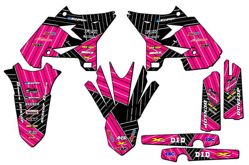 2002-2004 fits UFO RESTYLE YZ 125 RACE SERIES Pink Senge Graphics Kit ...