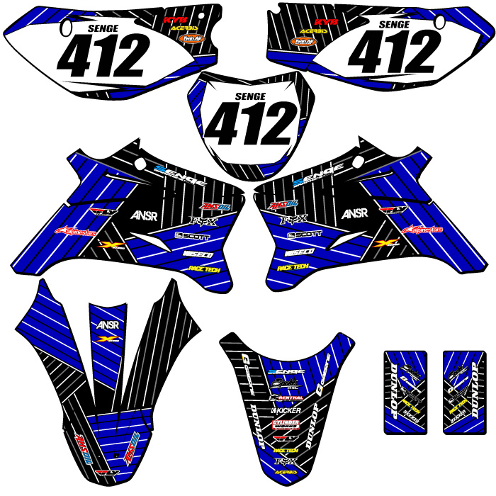 2008-2022 TTR 110 RACE SERIES Blue Senge Graphics Kit Compatible with ...