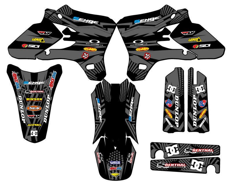 2003-2004 YZ 250 F 4-STROKE MAYHEM Black Senge Graphics Kit Compatible ...
