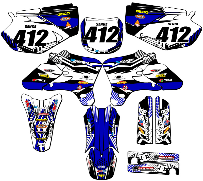 2003-2004 YZ 250 F 4-STROKE MAYHEM Blue Senge Graphics Kit Compatible ...