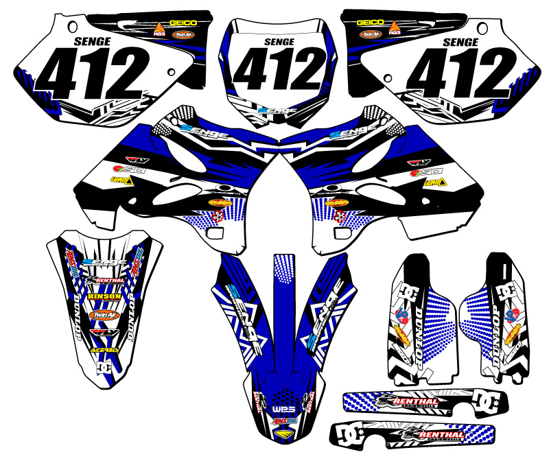 2005-2007 YZ 250 2-STROKE MAYHEM Blue Senge Graphics Kit Compatible ...