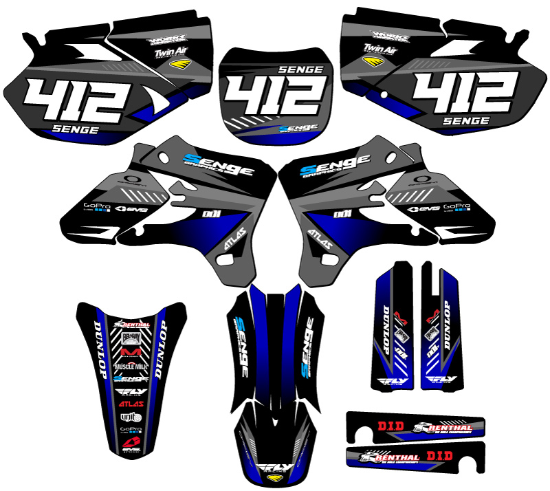 2003-2004 YZ 250 F 4-STROKE SURGE Black Senge Graphics Kit Compatible ...