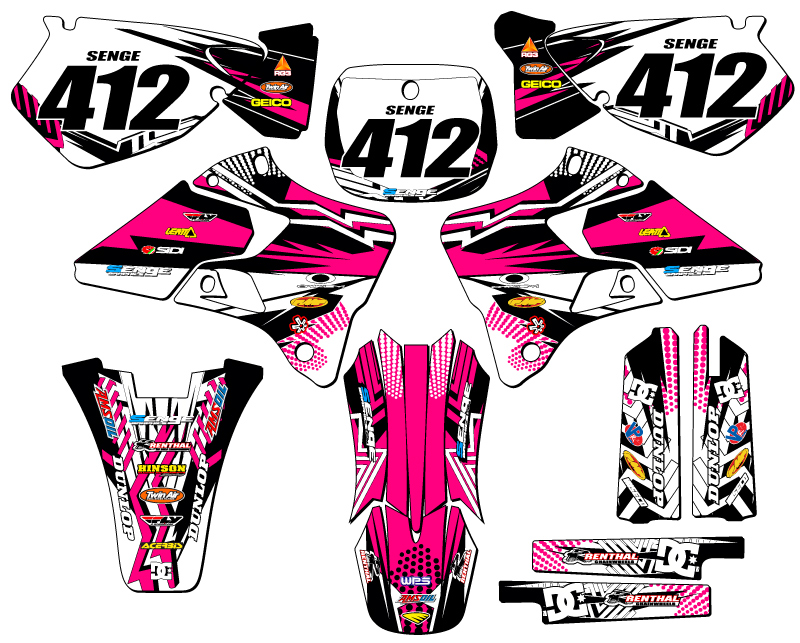 1996-1999 YZ 125 MAYHEM Pink Senge Graphics Kit Compatible with Yamaha ...