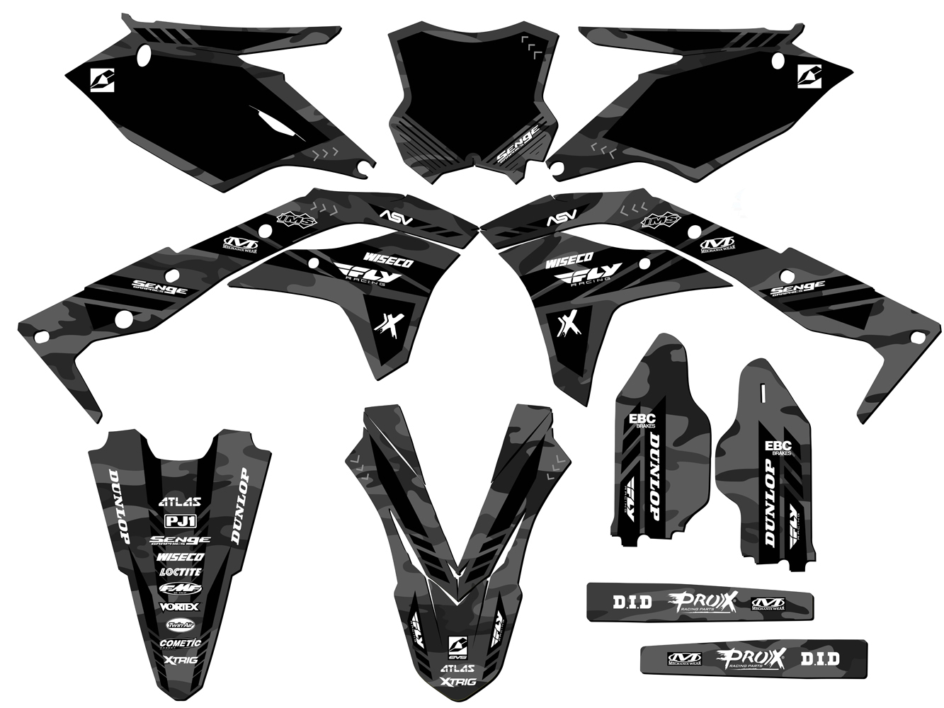 2017-2020 KX 250 F APACHE Grey Senge Graphics Kit Compatible with ...