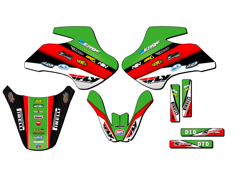 All Years KDX 50 RICOCHET Green Senge Graphics Kit Compatible with ...