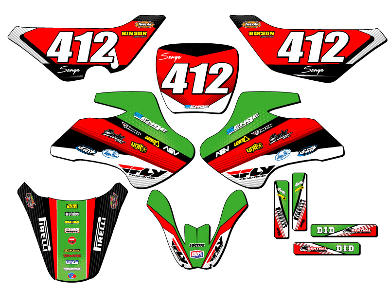 All Years KDX 50 RICOCHET Green Senge Graphics Kit Compatible with ...