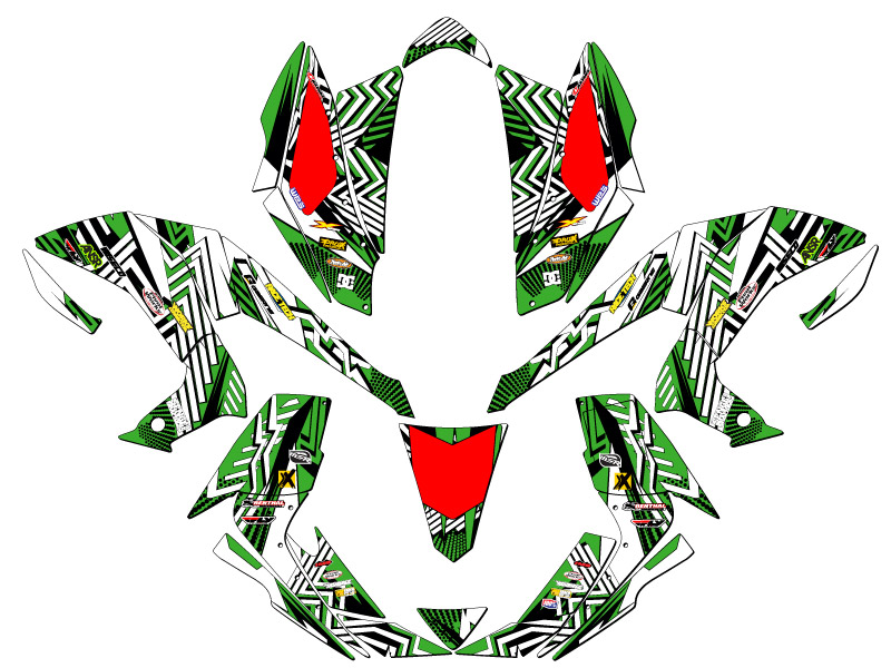 All Years KFX 450R MAYHEM Green Senge Graphics Kit Compatible with ...