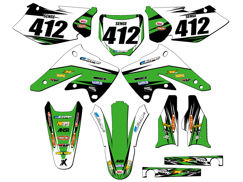 2004-2005 KX 250 F VELOCITY Green Senge Graphics Kit Compatible with ...