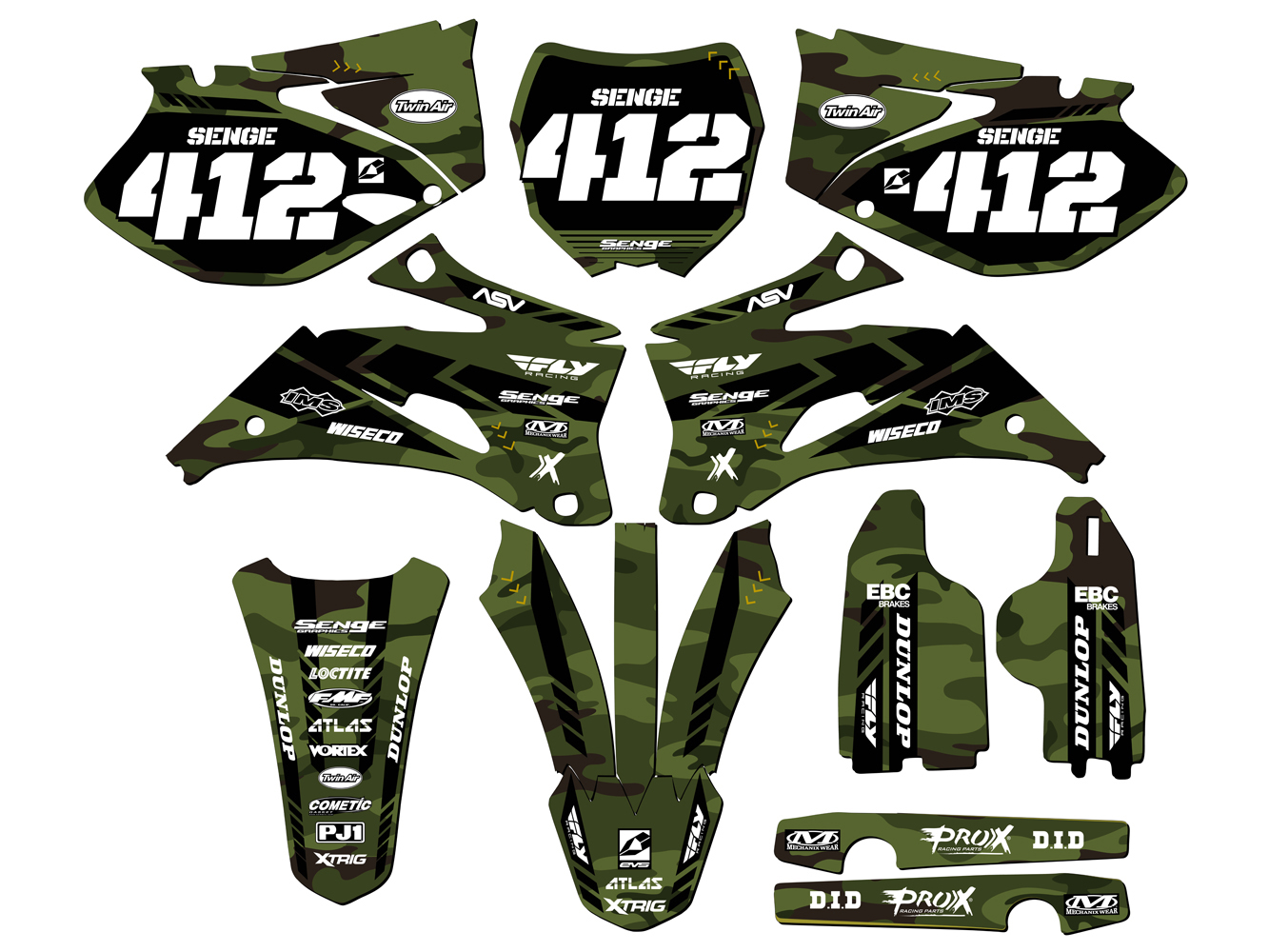 2006-2007 YZ 250 F 4-STROKE APACHE Green Senge Graphics Kit Compatible ...