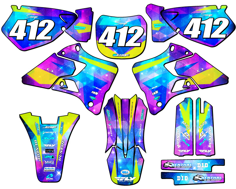 2000-2001 YZ 125 SPACE KADET Galaxy Senge Graphics Kit Compatible with ...