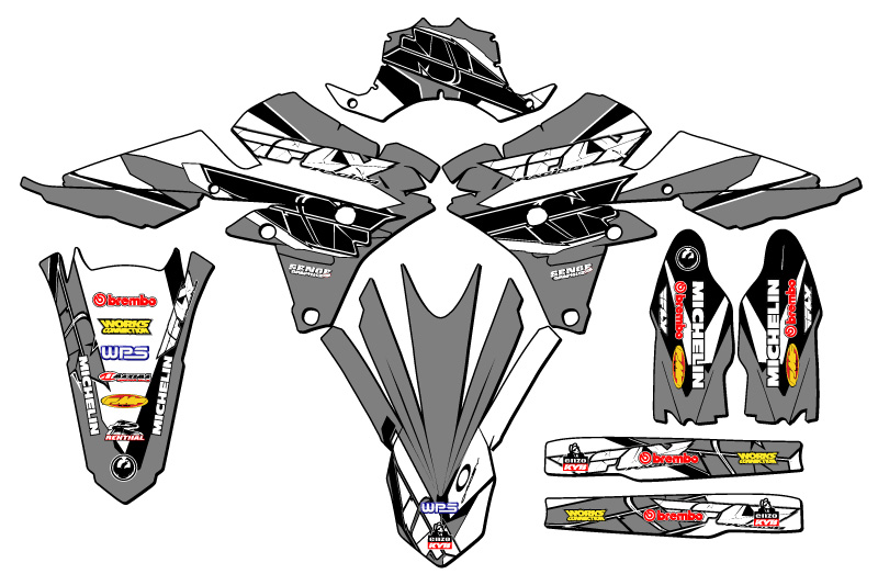 2014-2018 YZ 250 F 4-STROKE 13 FLY Grey Senge Graphics Kit Compatible ...