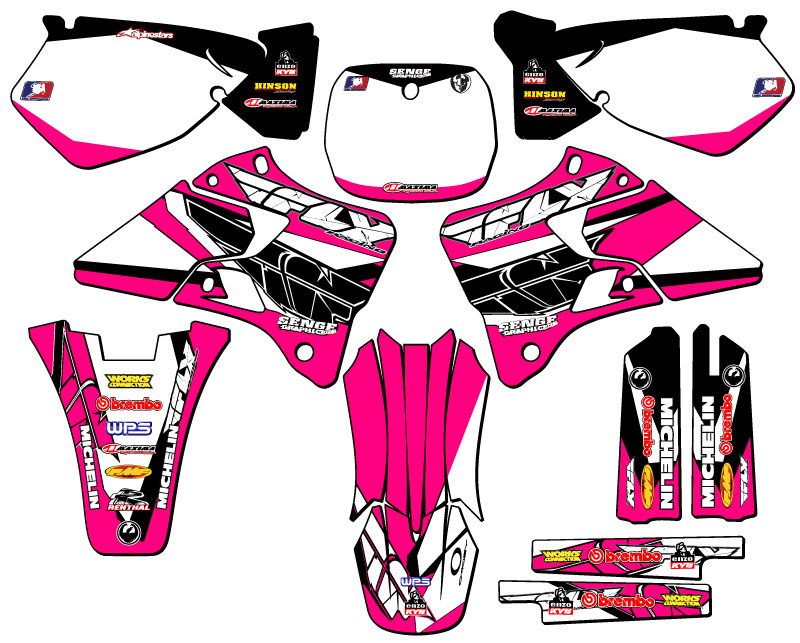 1996-1999 YZ 250 2-STROKE 13 FLY Pink Senge Graphics Kit Compatible ...