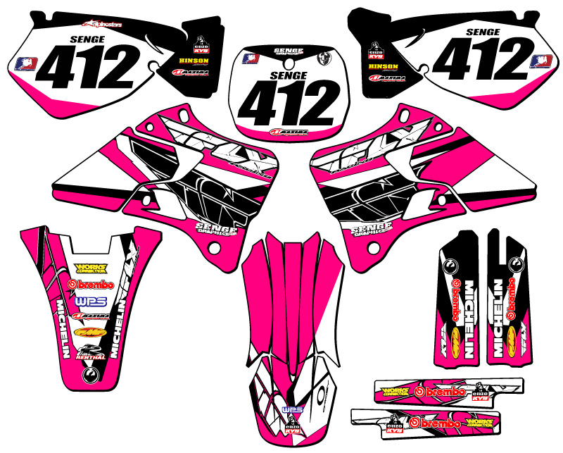 1996-1999 YZ 250 2-STROKE 13 FLY Pink Senge Graphics Kit Compatible ...