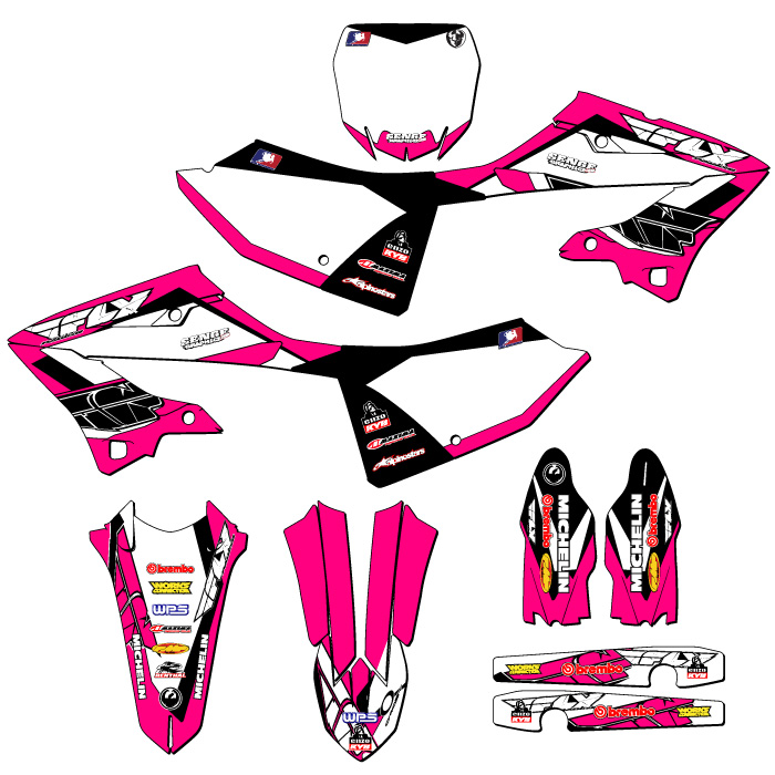 2022-2023 YZ 125 13 FLY Pink Senge Graphics Kit Compatible with Yamaha ...
