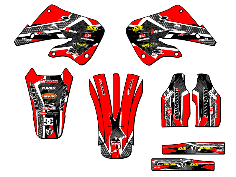 1997-1999 CR 250 R PODIUM Red Senge Graphics Kit Compatible with Honda ...