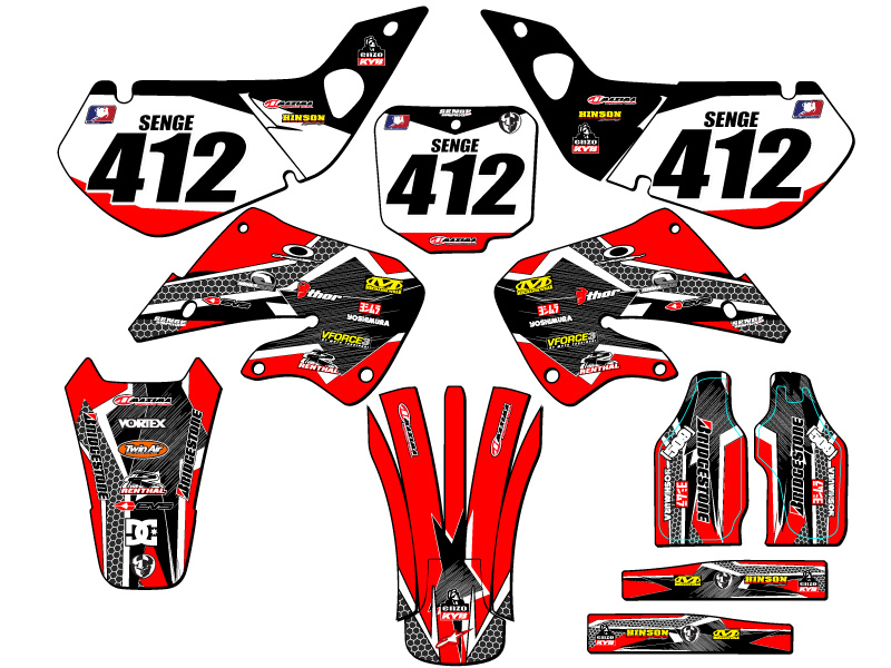 1997-1999 CR 250 R PODIUM Red Senge Graphics Kit Compatible with Honda ...