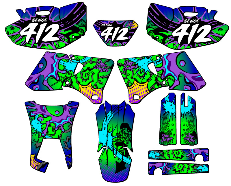 1998-2002 WR 426 F ZANY Blue Senge Graphics Kit Compatible with Yamaha ...
