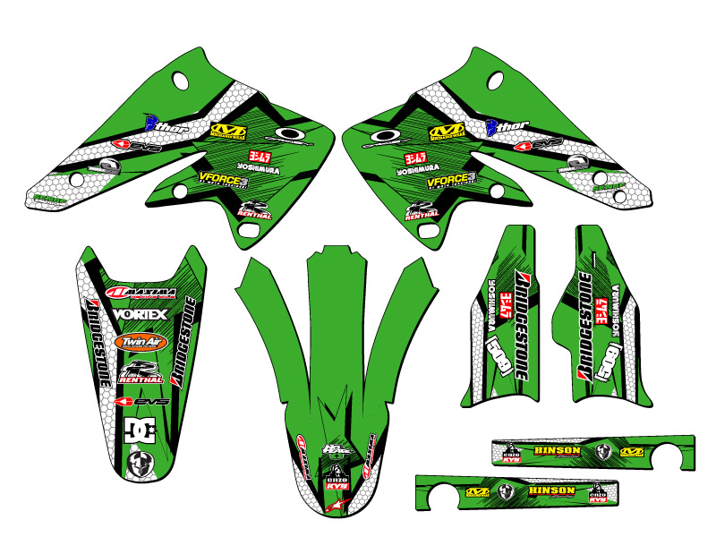 2004-2005 KX 250 F PODIUM Green Senge Graphics Kit Compatible with ...
