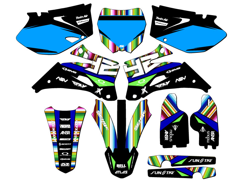 2006-2007 YZ 250 F 4-STROKE SERAPE Black Senge Graphics Kit Compatible ...
