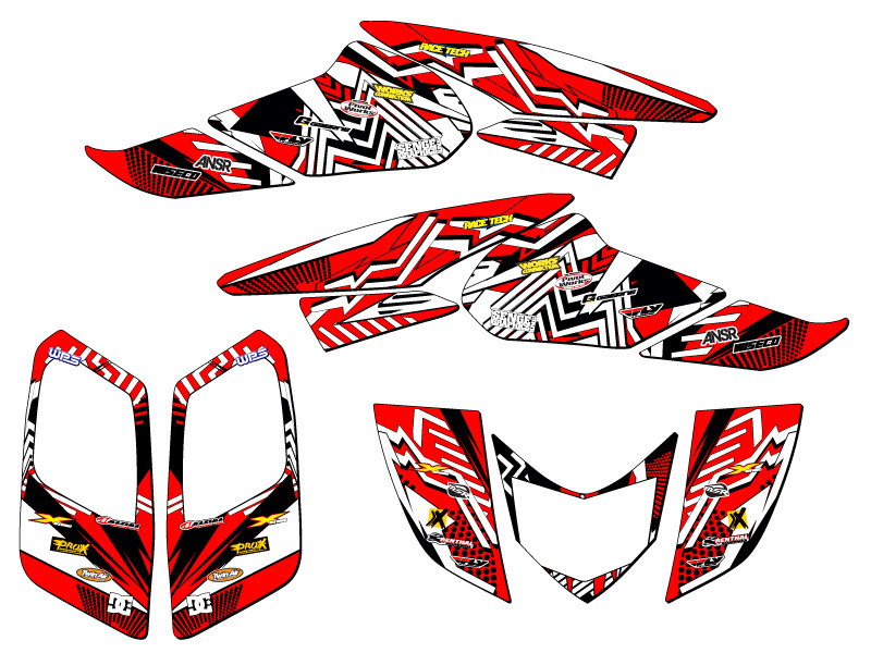 2006-2019 TRX 250EX MAYHEM Red Senge Graphics Kit Compatible with Honda ...